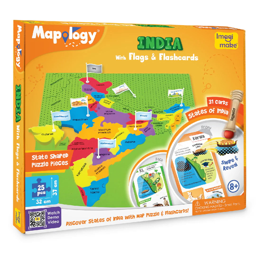 India Map Puzzle - States & Capitals Flash Cards