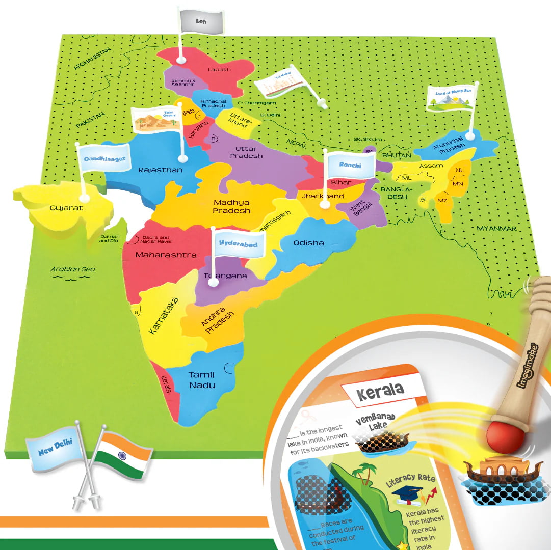 India Map Puzzle - States & Capitals Flash Cards