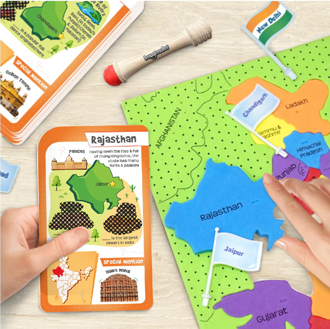 India Map Puzzle - States & Capitals Flash Cards