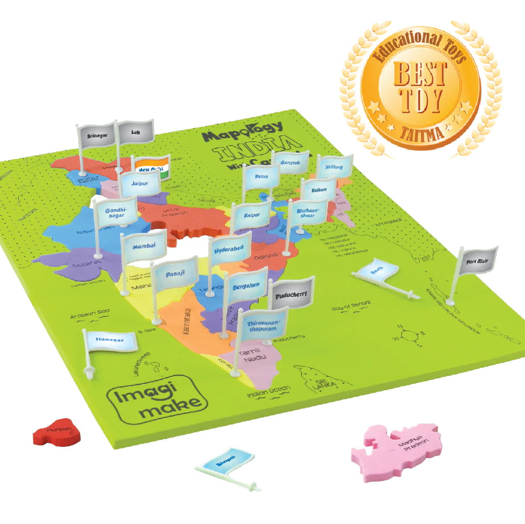 India Map Puzzle - States & Capitals Flash Cards