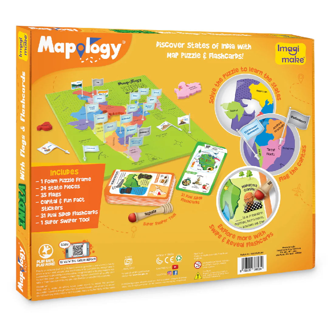India Map Puzzle - States & Capitals Flash Cards